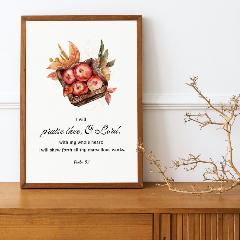 Psalm 9:1 Praise Thee O Lord, Thanksgiving KJV Bible Verse, Printable ...