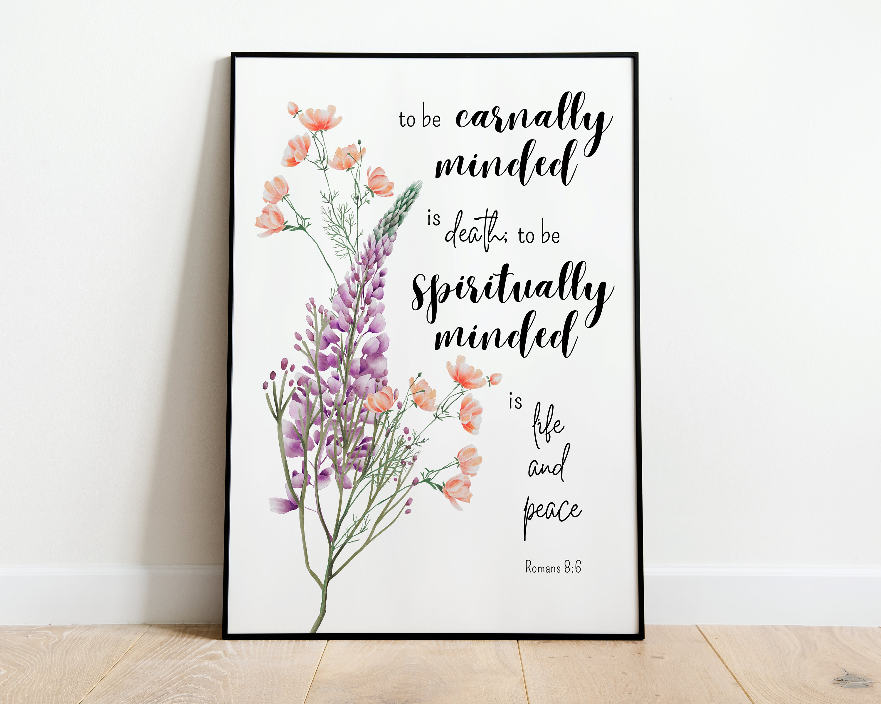 Romans 8:6, Printable Bible Verse Wall Art, KJV Bible Art, Bible Quotes ...