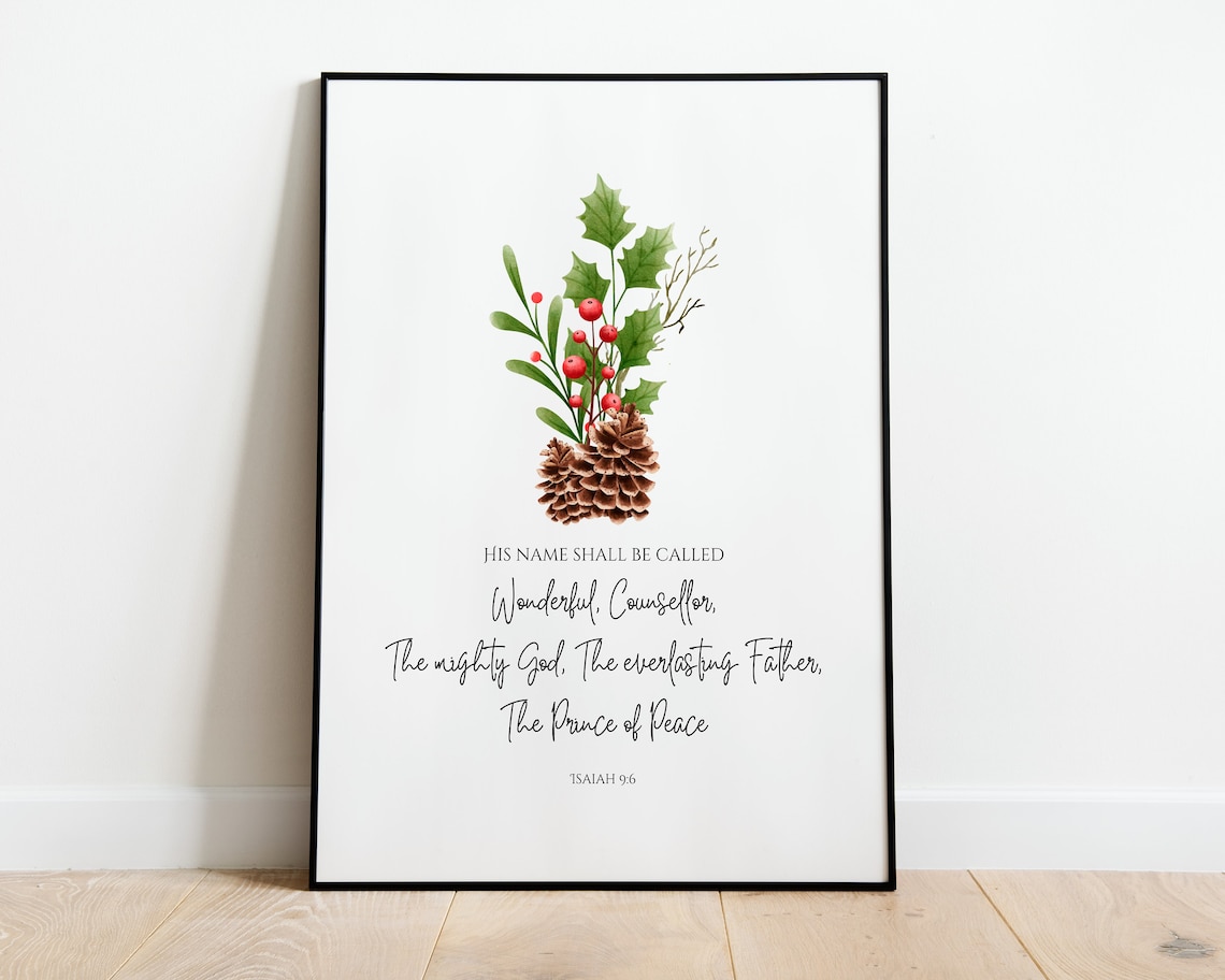 Isaiah 9:6 KJV, Printable Christmas Bible Verse Wall Art, Watercolor ...