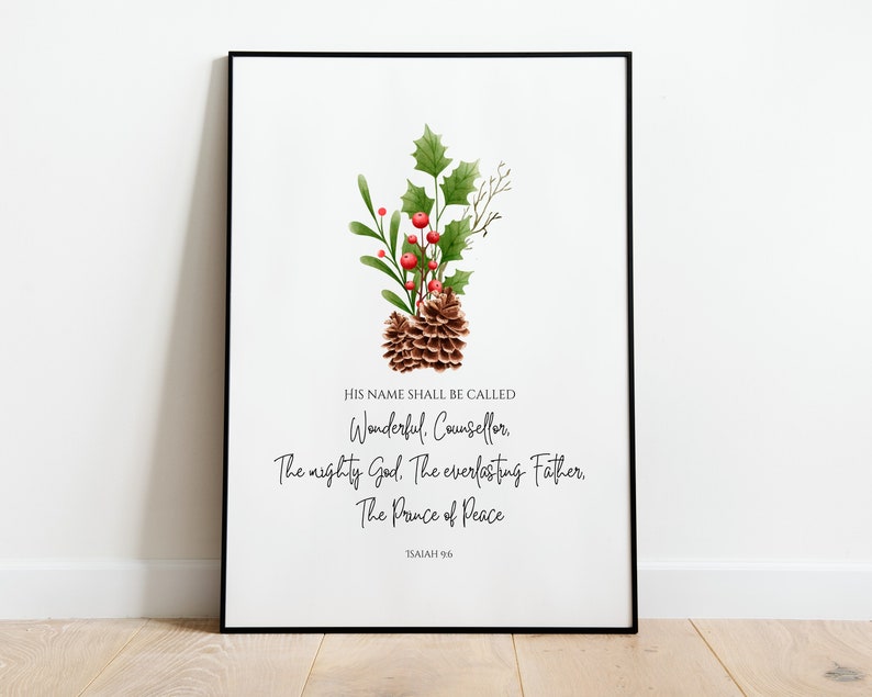 Isaiah 9:6 KJV, Printable Christmas Bible Verse Wall Art, Watercolor ...