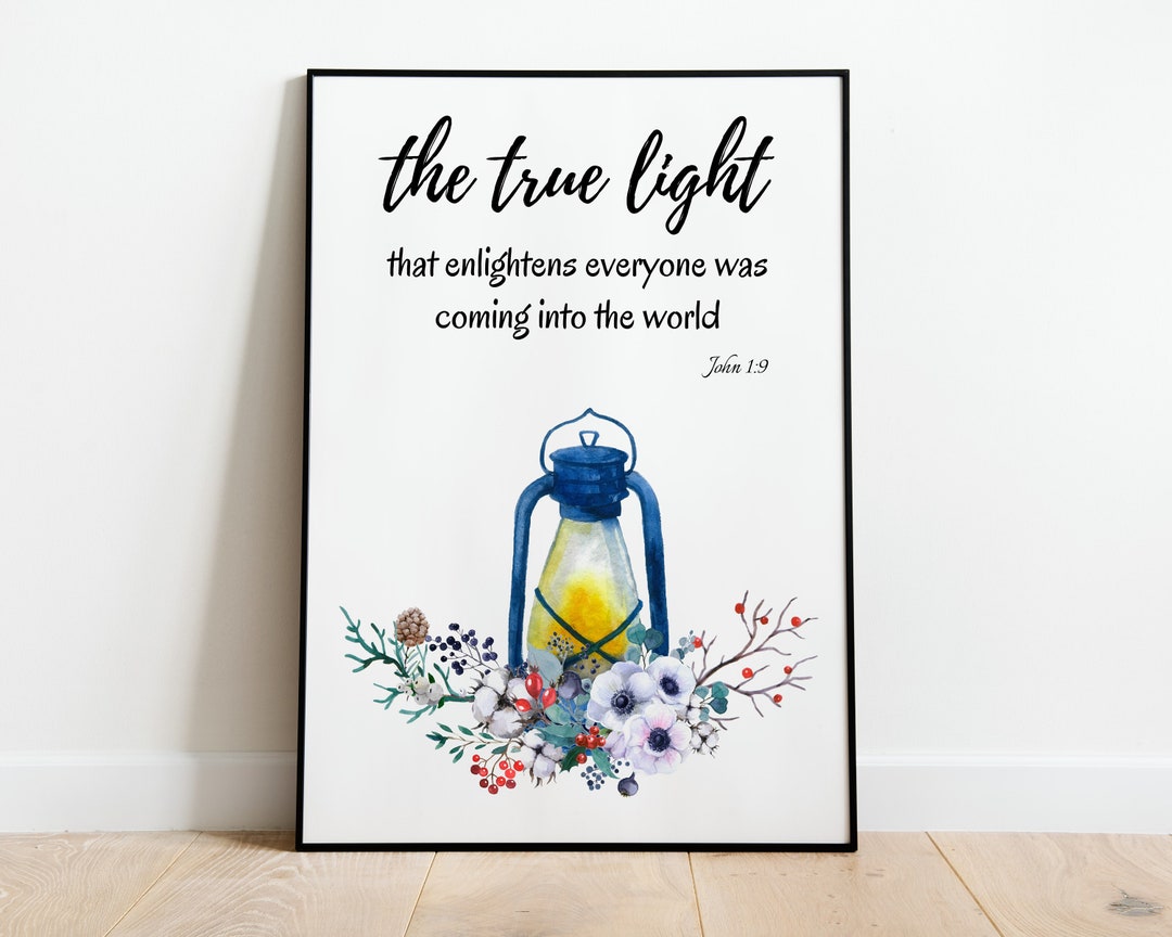 John 1:9, the True Light, Printable Christmas Bible Verse Wall Art ...