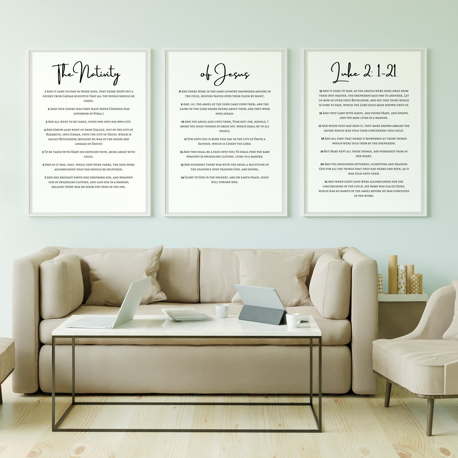 The Nativity of Jesus, Christmas KJV Bible Verse Wall Art Print, the ...