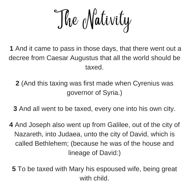 The Nativity of Jesus, KJV Christmas Bible Verse Wall Art Print, the ...