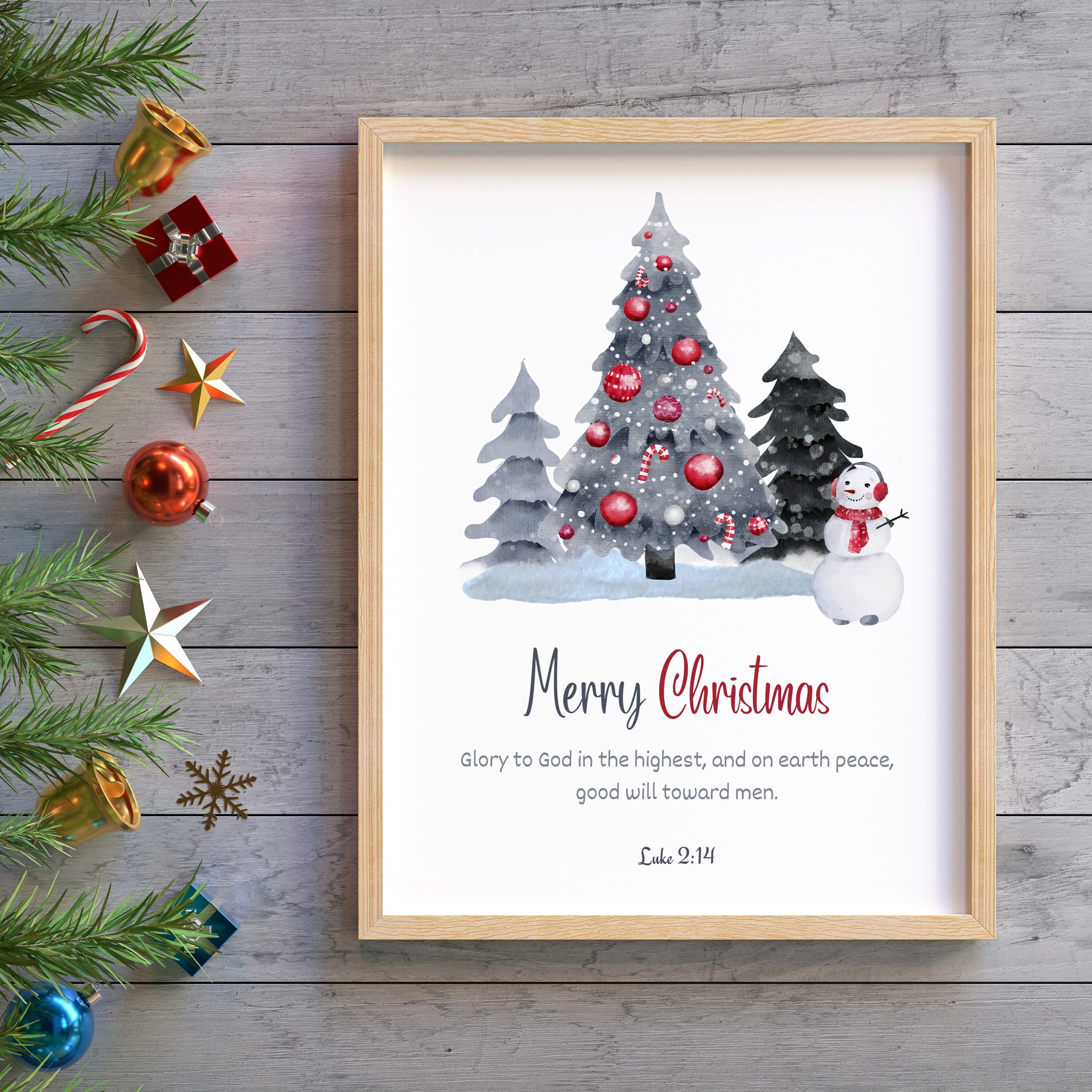 Luke 2:14 KJV, Printable Christmas Bible Verse Wall Art, Glory to God ...