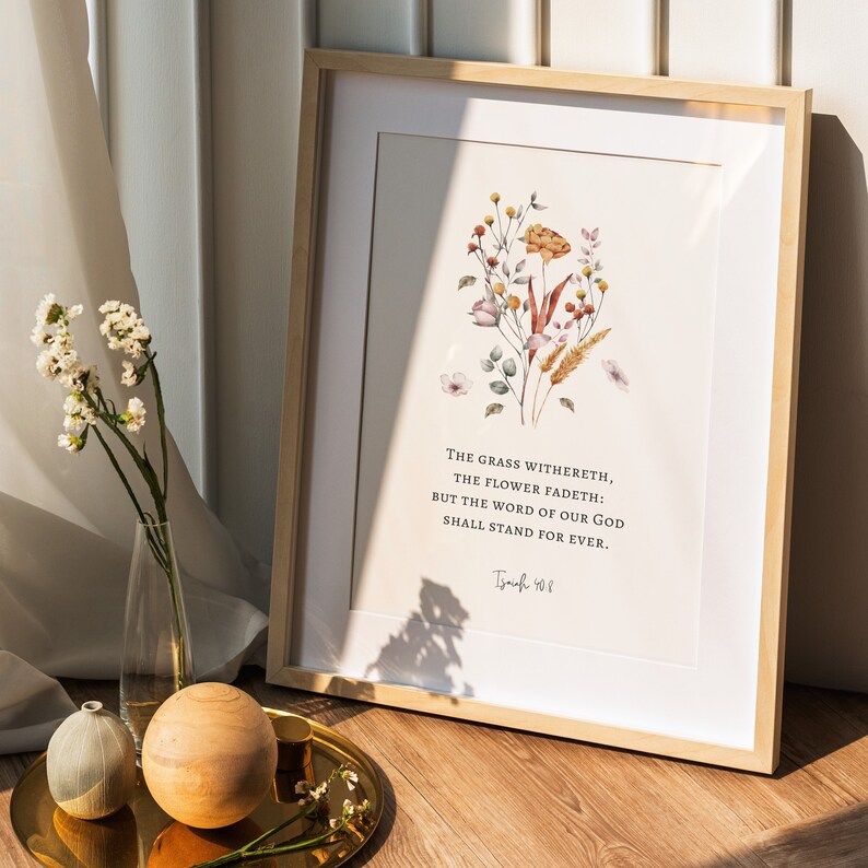 Isaiah 40:8 the Grass Wither, Thanksgiving KJV Bible Verse, Printable ...