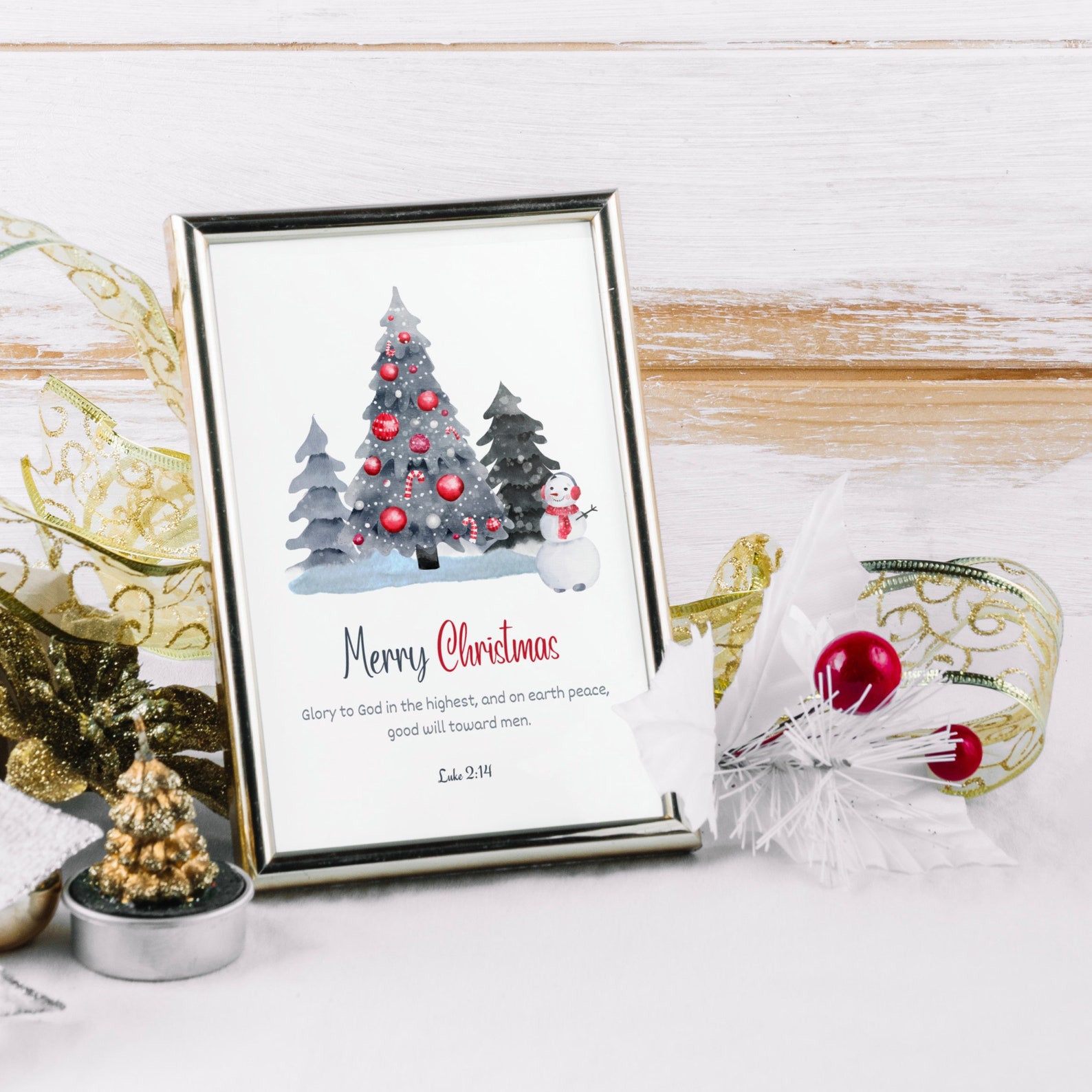 Luke 2:14 KJV, Printable Christmas Bible Verse Wall Art, Glory to God ...