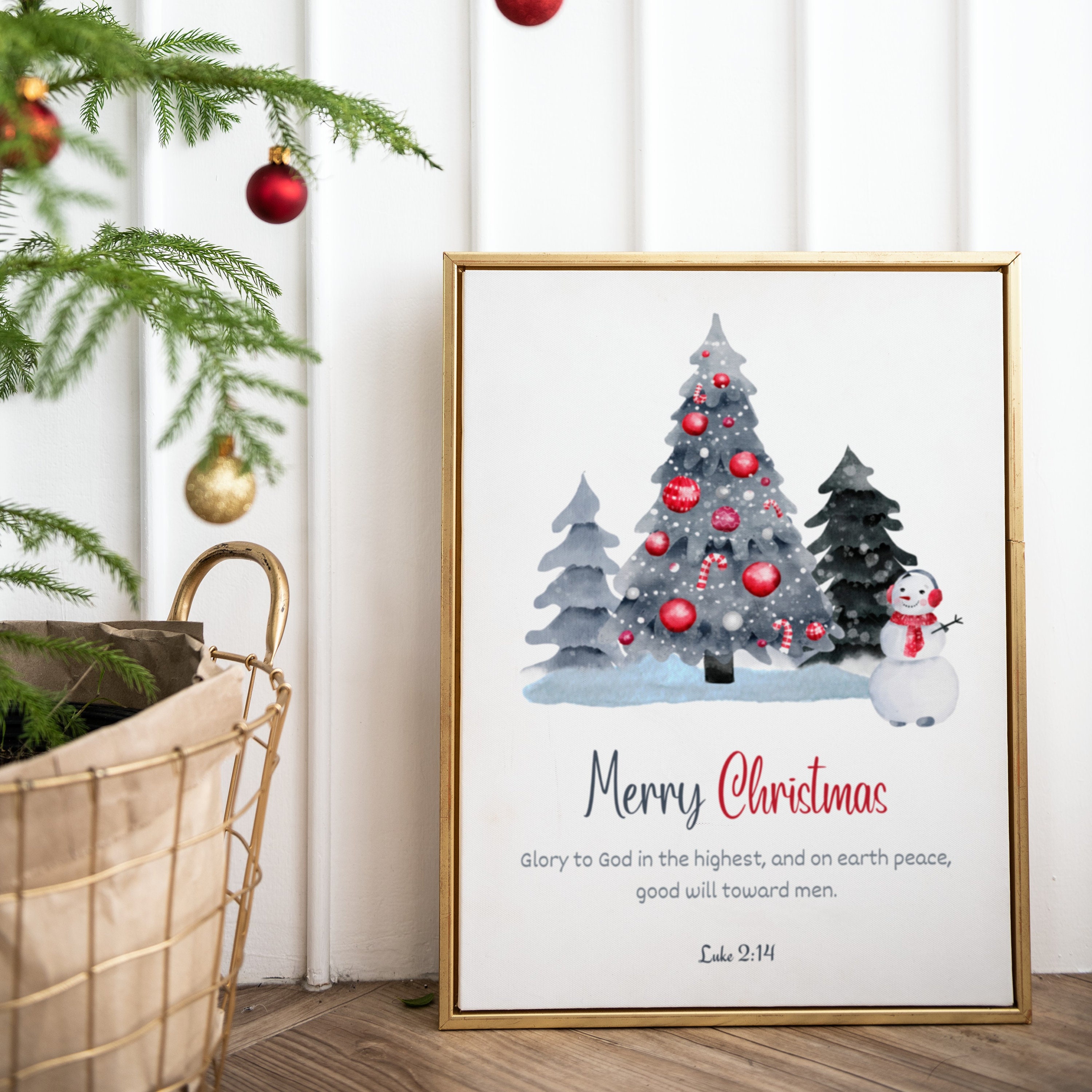 Luke 2:14 KJV, Printable Christmas Bible Verse Wall Art, Glory to God ...