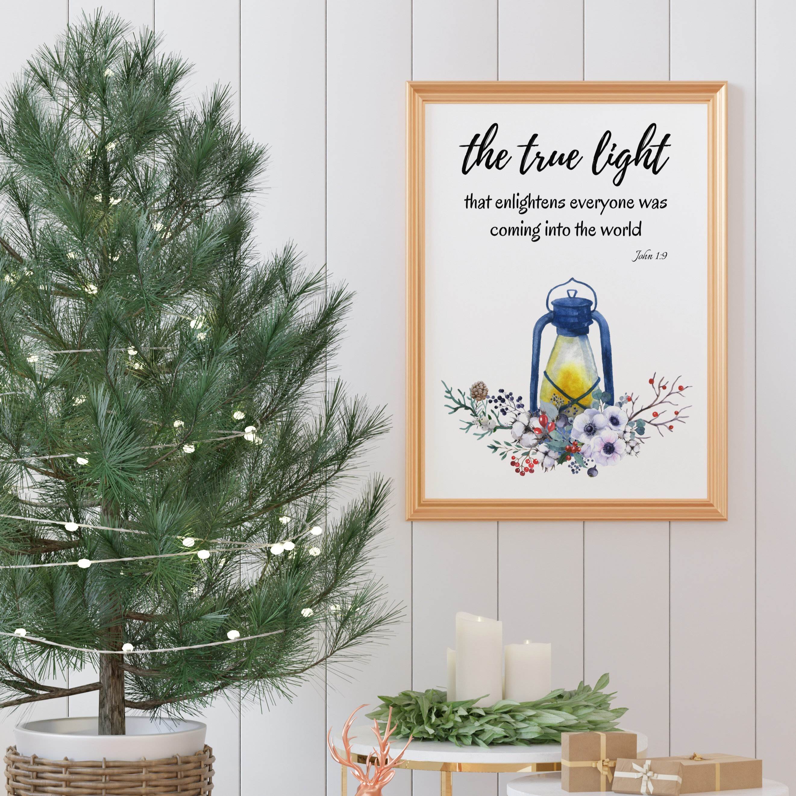 John 1:9, the True Light, Printable Christmas Bible Verse Wall Art ...