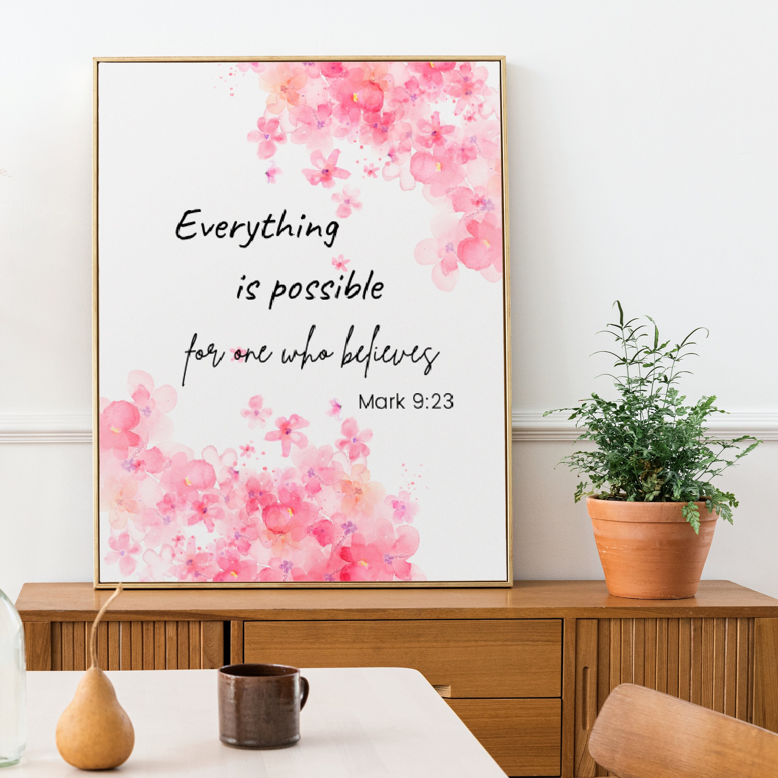 Mark 9:23 Everything is Possible, Printable Bible Verse Wall Art ...
