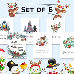 Printable Christmas Bible Verse Bundle Set of 6, Digital Christmas Wall ...