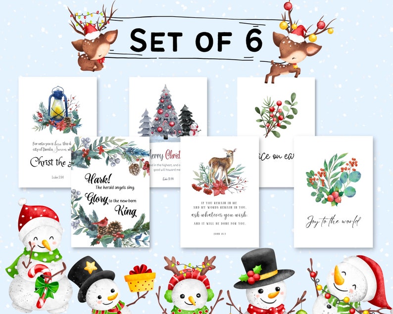 Printable Christmas Bible Verse Bundle Set of 6, Digital Christmas Wall ...