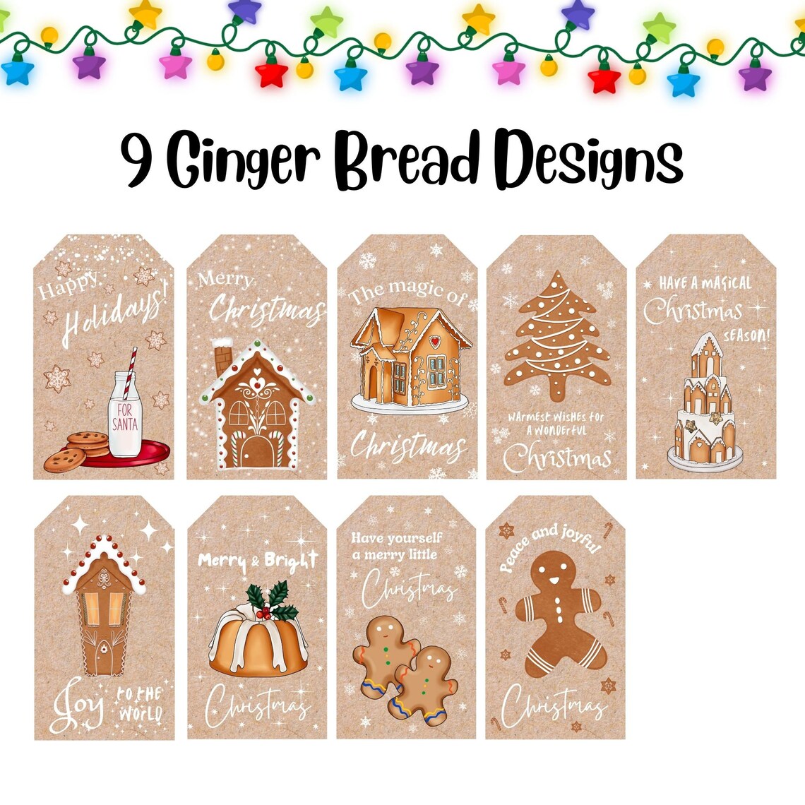 Printable Christmas Gift Tags, Ginger Bread Christmas Tags, DIY ...