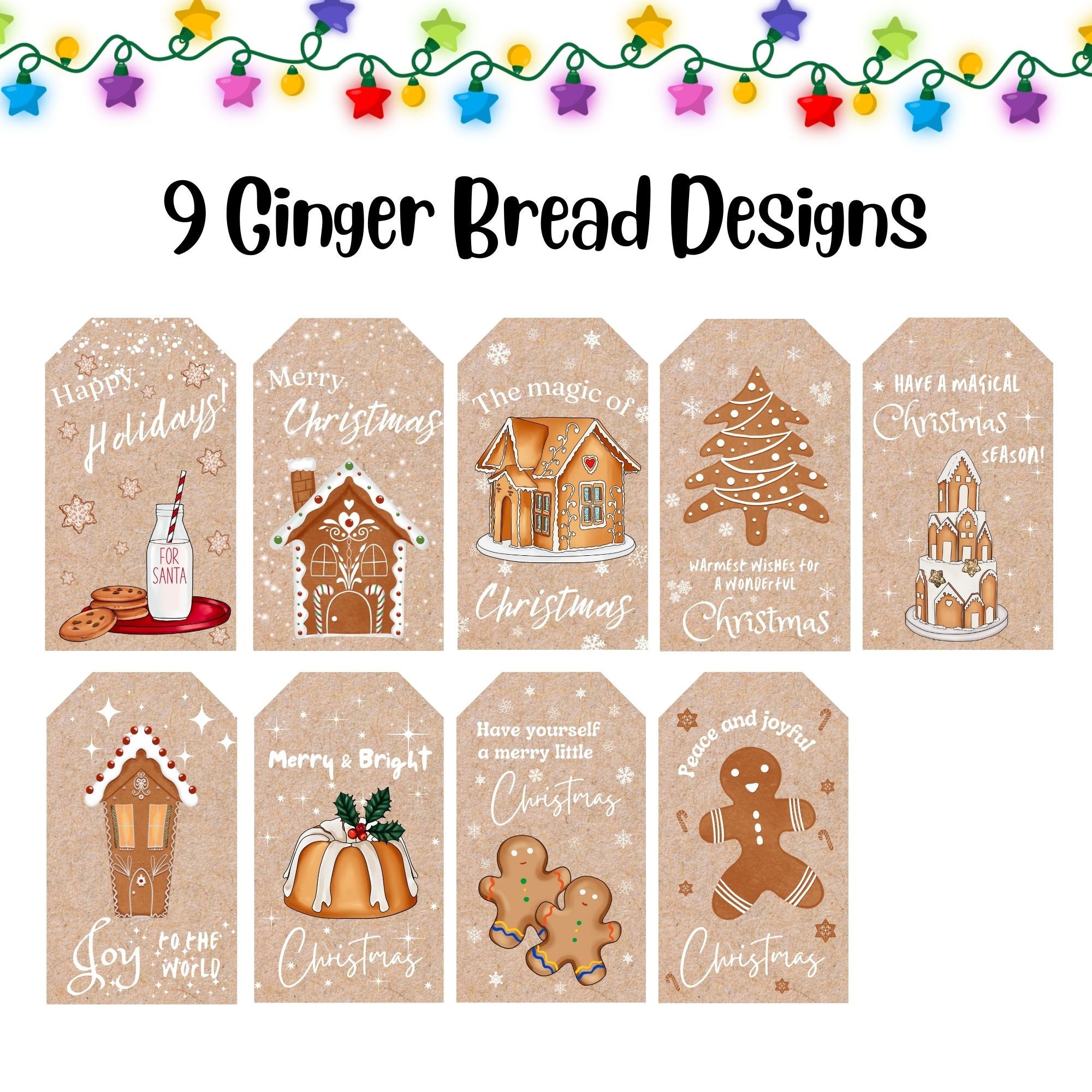 Printable Christmas Gift Tags, Ginger Bread Christmas Tags, DIY ...