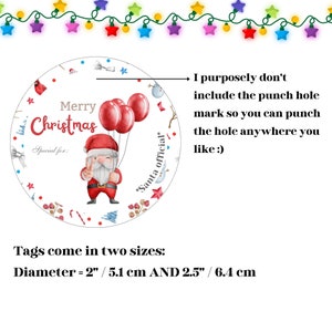 Printable Round Christmas Gift Tags, Watercolor Santa Claus Circle Tags ...