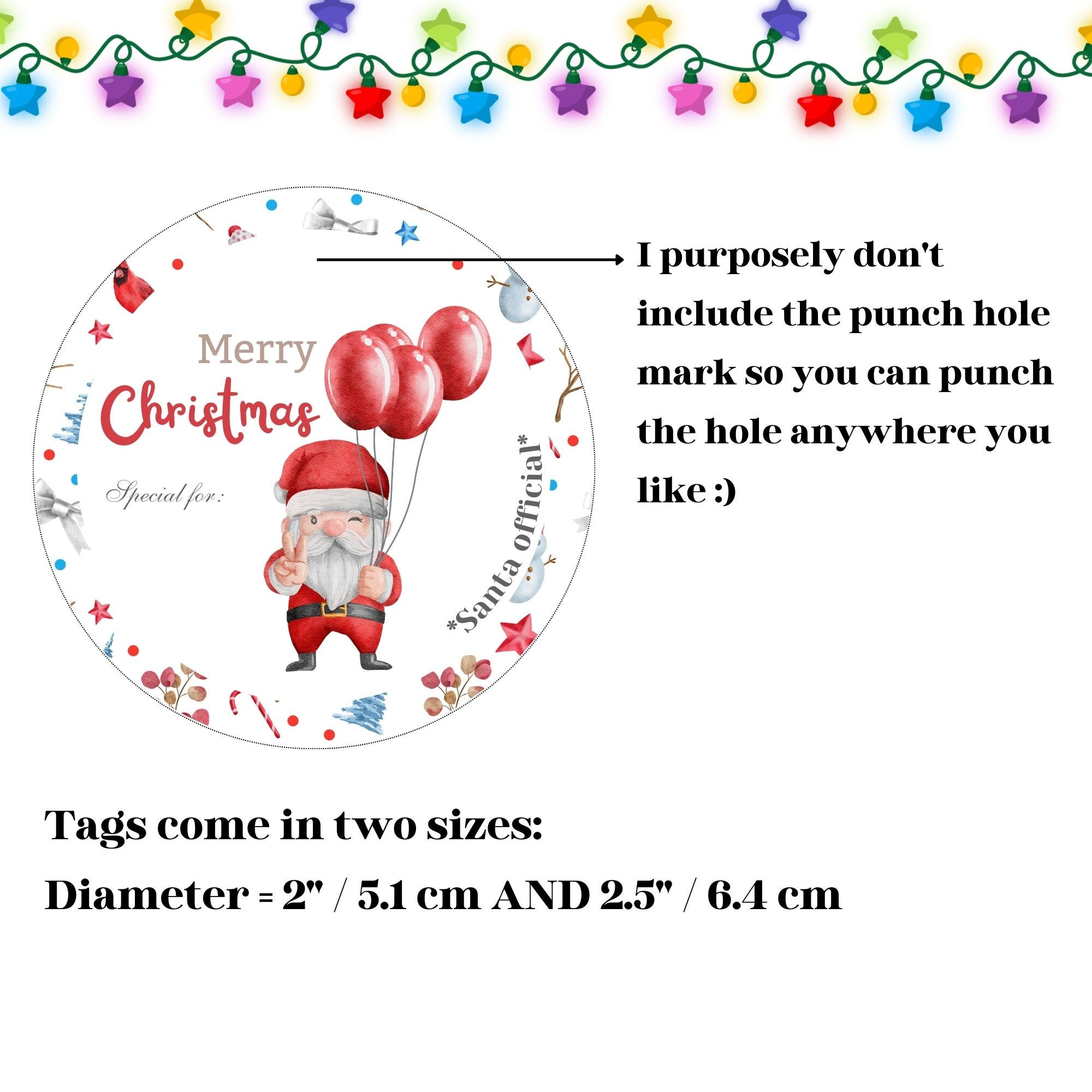 Printable Round Christmas Gift Tags, Watercolor Santa Claus Circle Tags ...