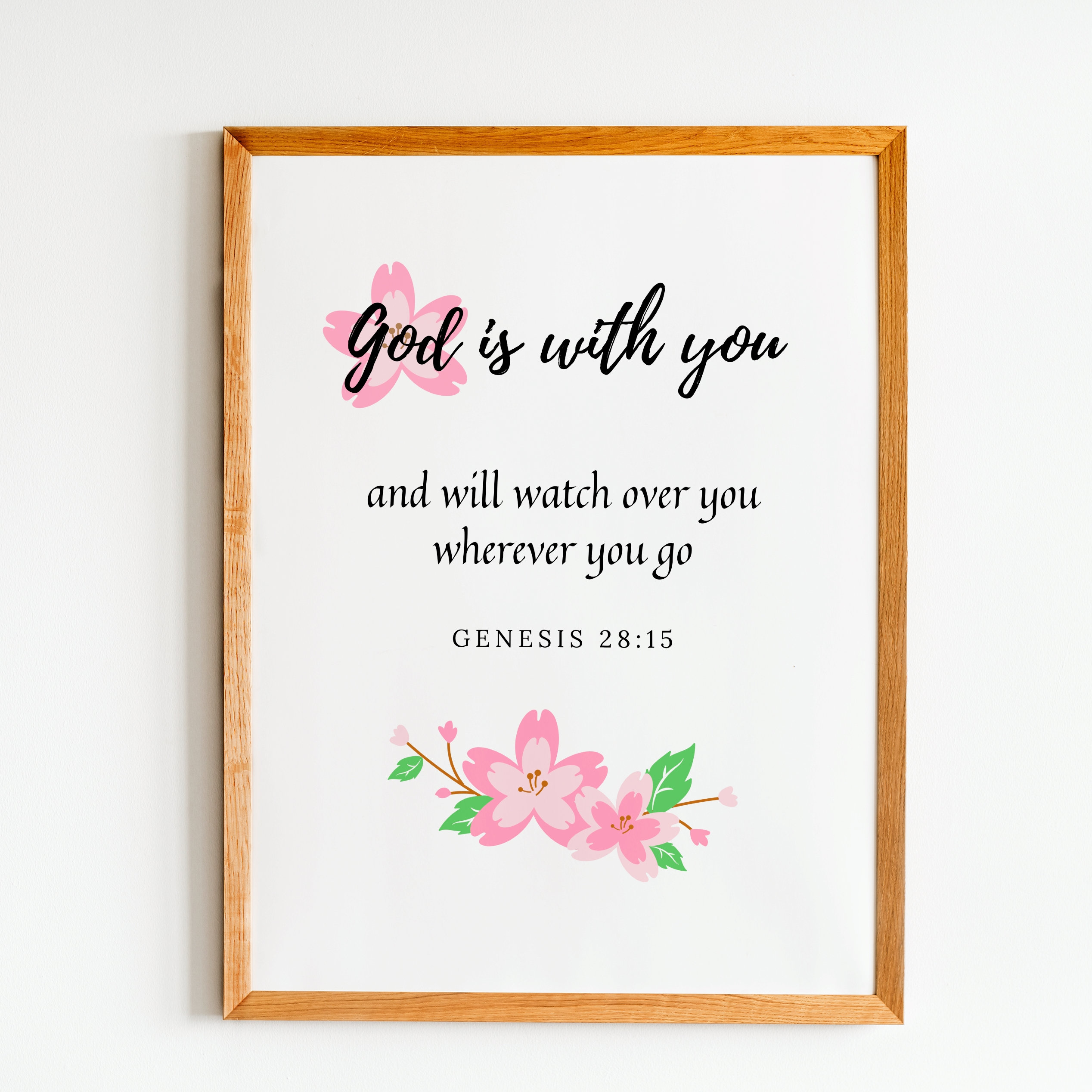 Genesis 28:15 God is With You, Printable Bible Verse Wall Art, Nursery ...