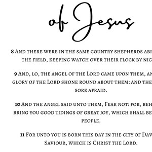 The Nativity of Jesus, Christmas KJV Bible Verse Wall Art Print, the ...