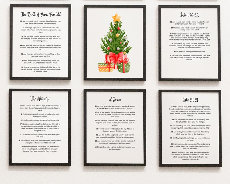The Nativity of Jesus, KJV Christmas Bible Verse Wall Art Print, the ...