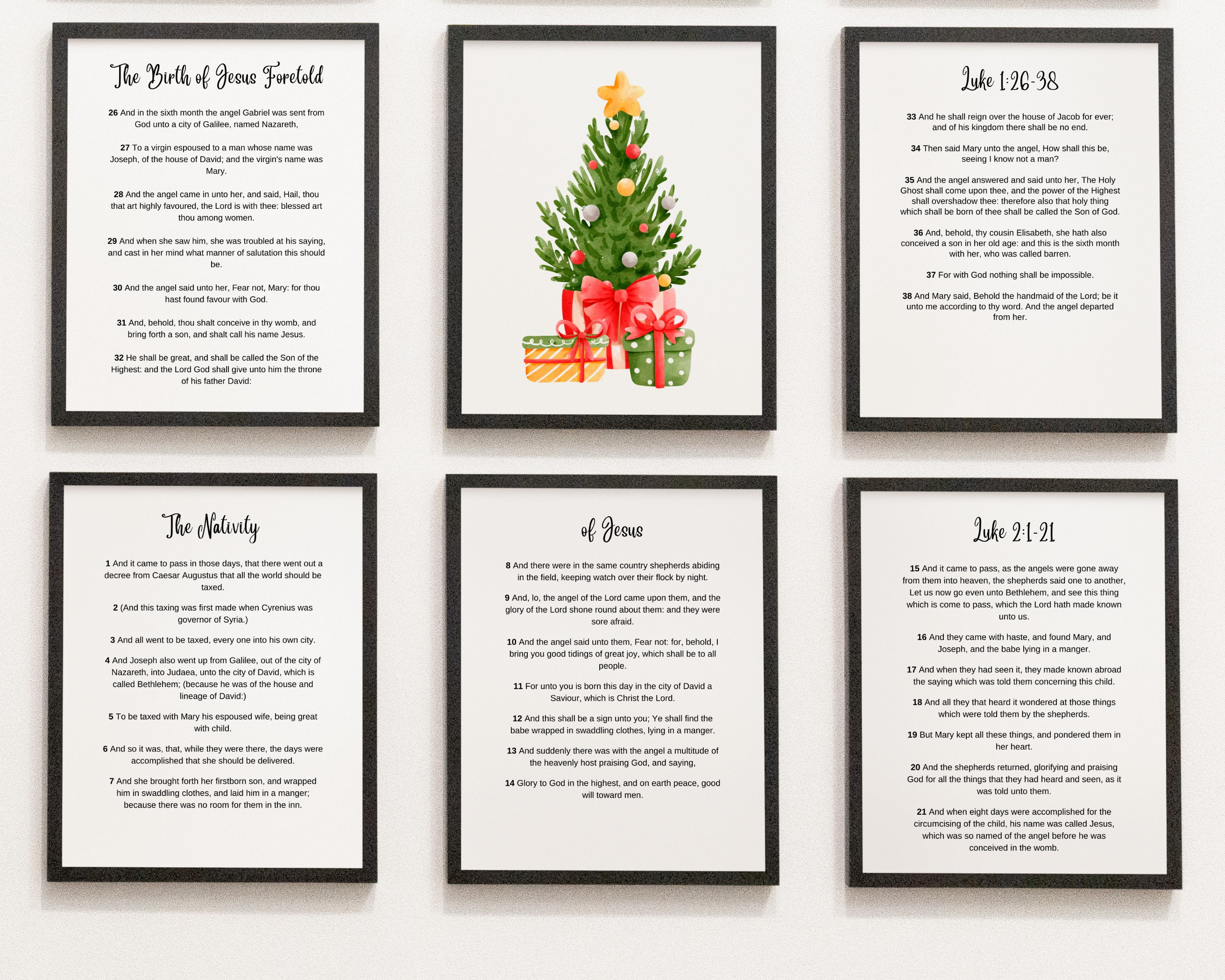 The Nativity of Jesus, KJV Christmas Bible Verse Wall Art Print, the ...