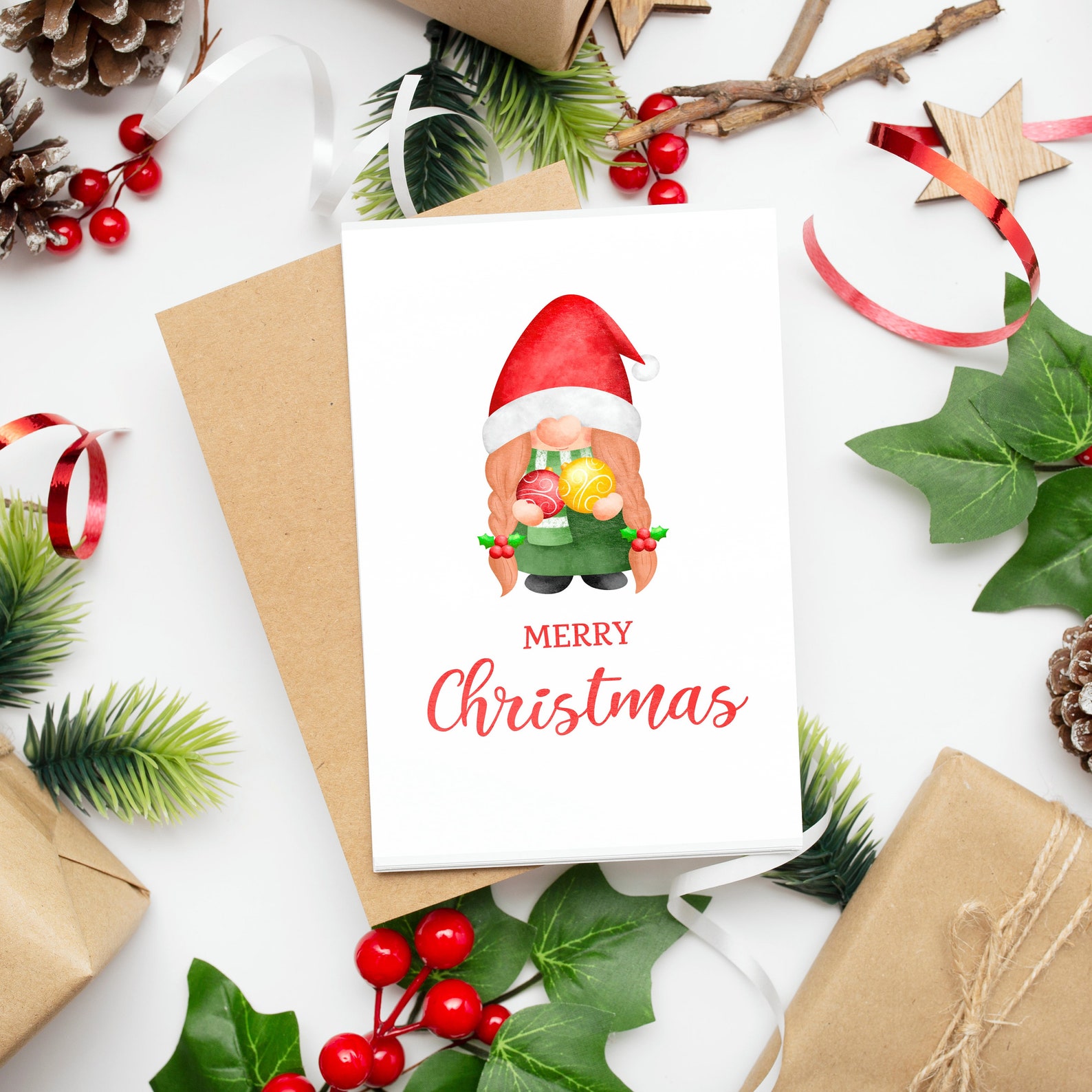 Printable Merry Christmas Gnome Art, KJV Christmas Bible Verse Wall Art ...