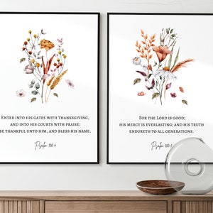 Thanksgiving KJV Bible Verse Set of 6, Printable Autumn Wall Art, DIY ...