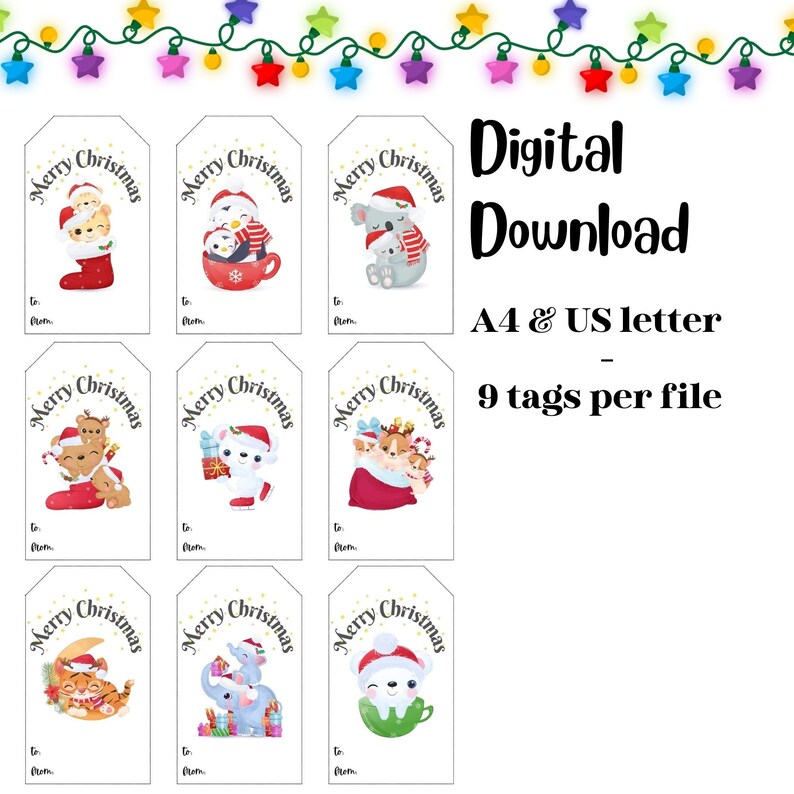 Printable Christmas Gift Tags, Cute Animal Christmas Tags, DIY ...