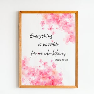 Mark 9:23 Everything is Possible Printable Bible Verse Wall - Etsy