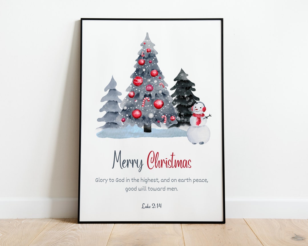 Luke 2:14 KJV, Printable Christmas Bible Verse Wall Art, Glory to God ...