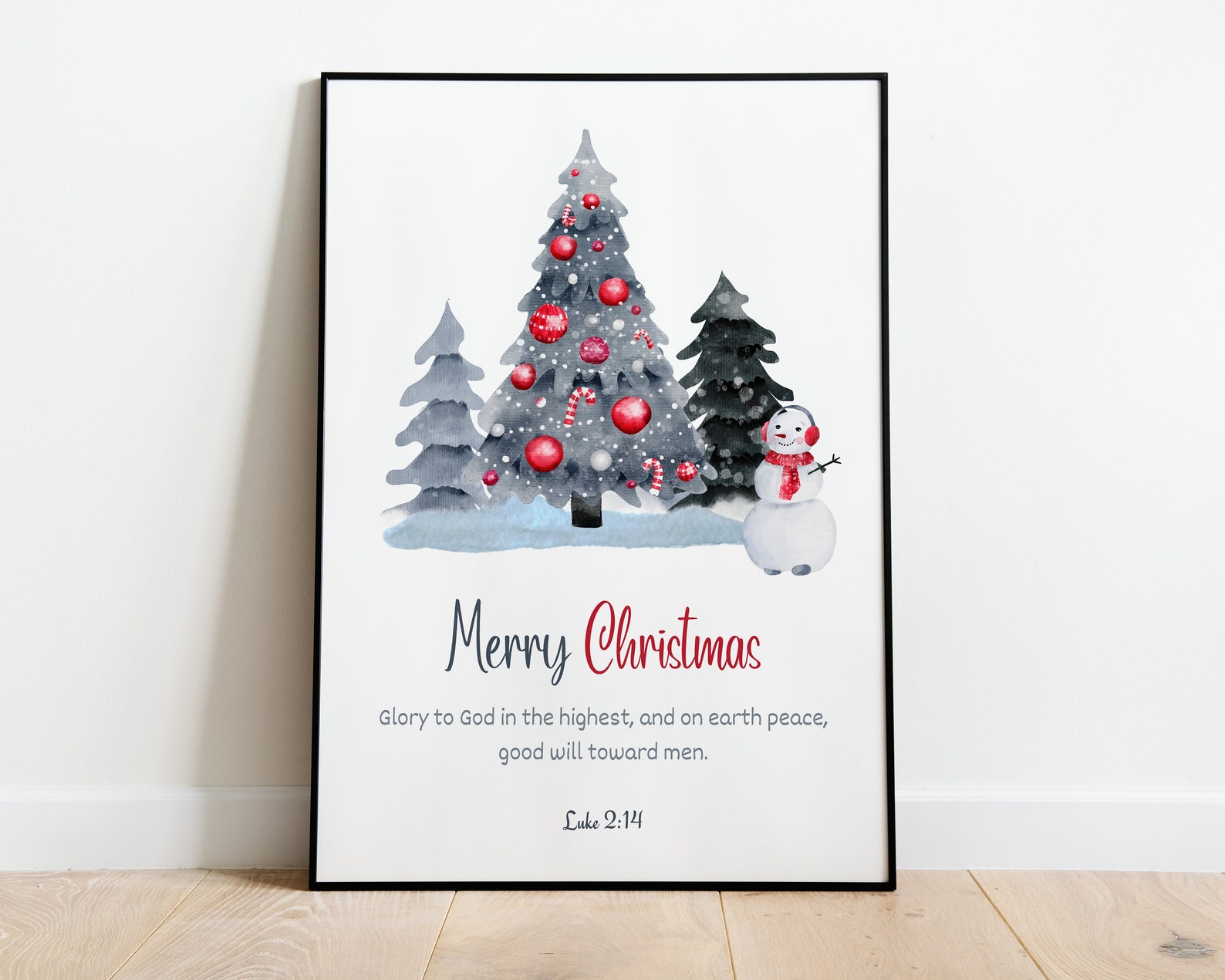 Luke 2:14 KJV, Printable Christmas Bible Verse Wall Art, Glory to God ...