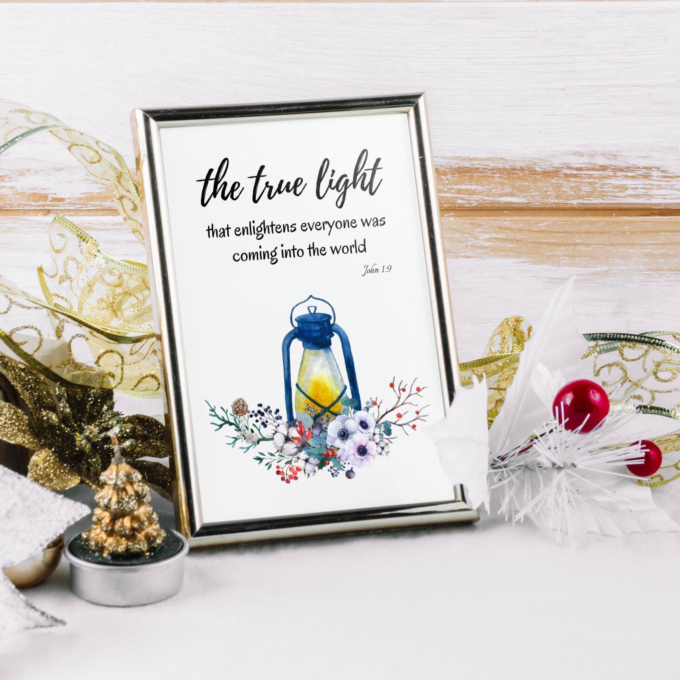 John 1:9, the True Light, Printable Christmas Bible Verse Wall Art ...