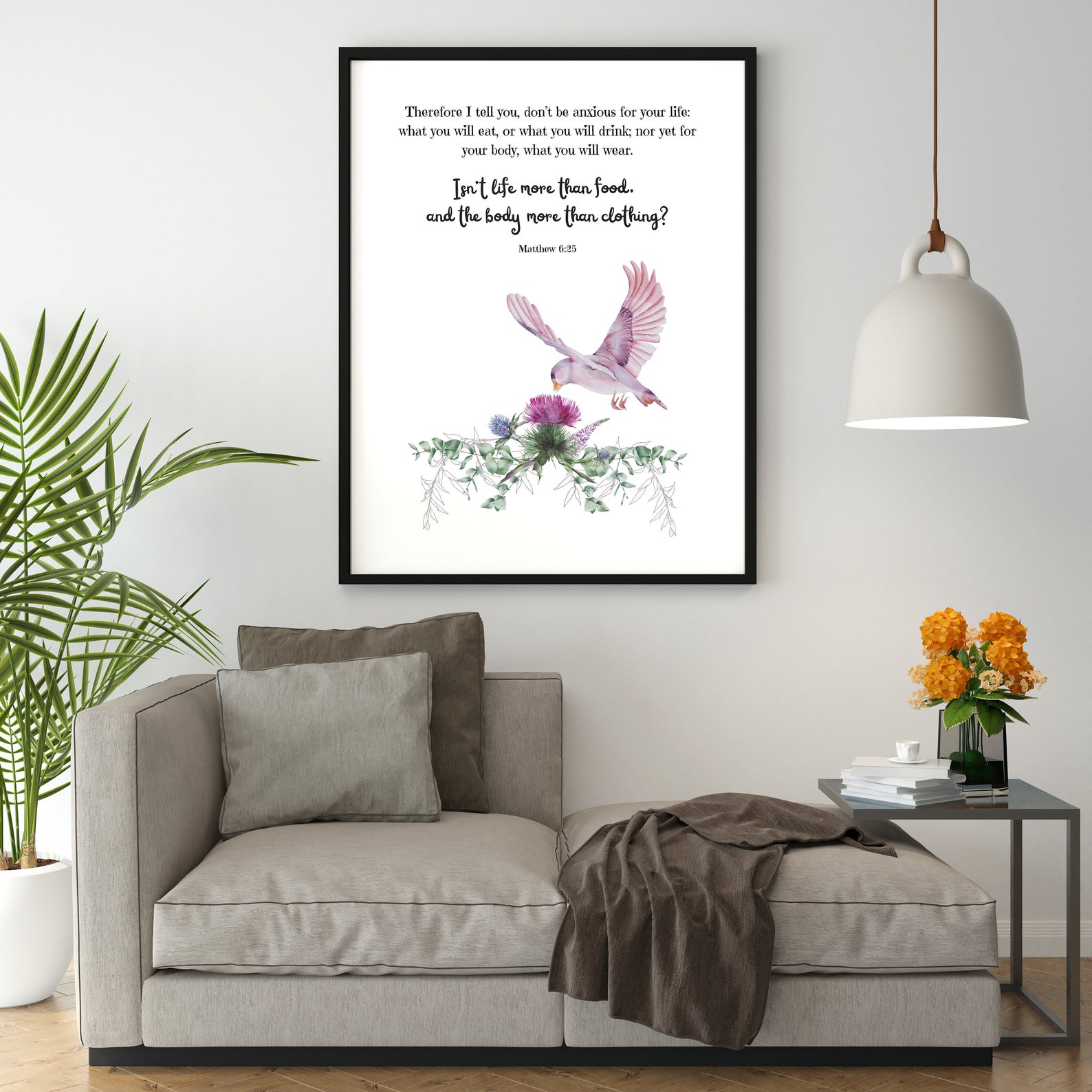 Matthew 6:25 Do Not Worry, Printable Bible Verse Wall Art, Bible Quotes ...
