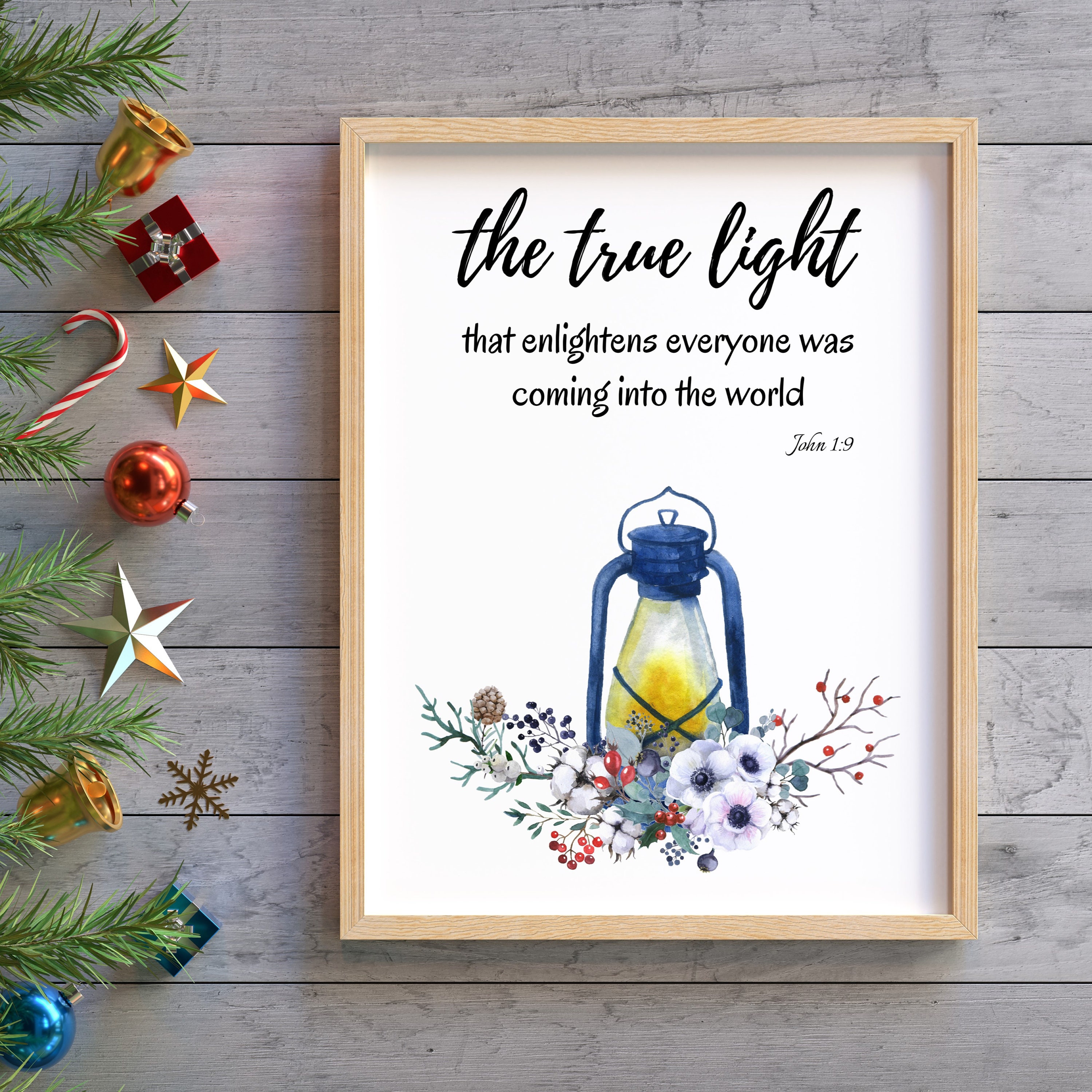 John 1:9, the True Light, Printable Christmas Bible Verse Wall Art ...