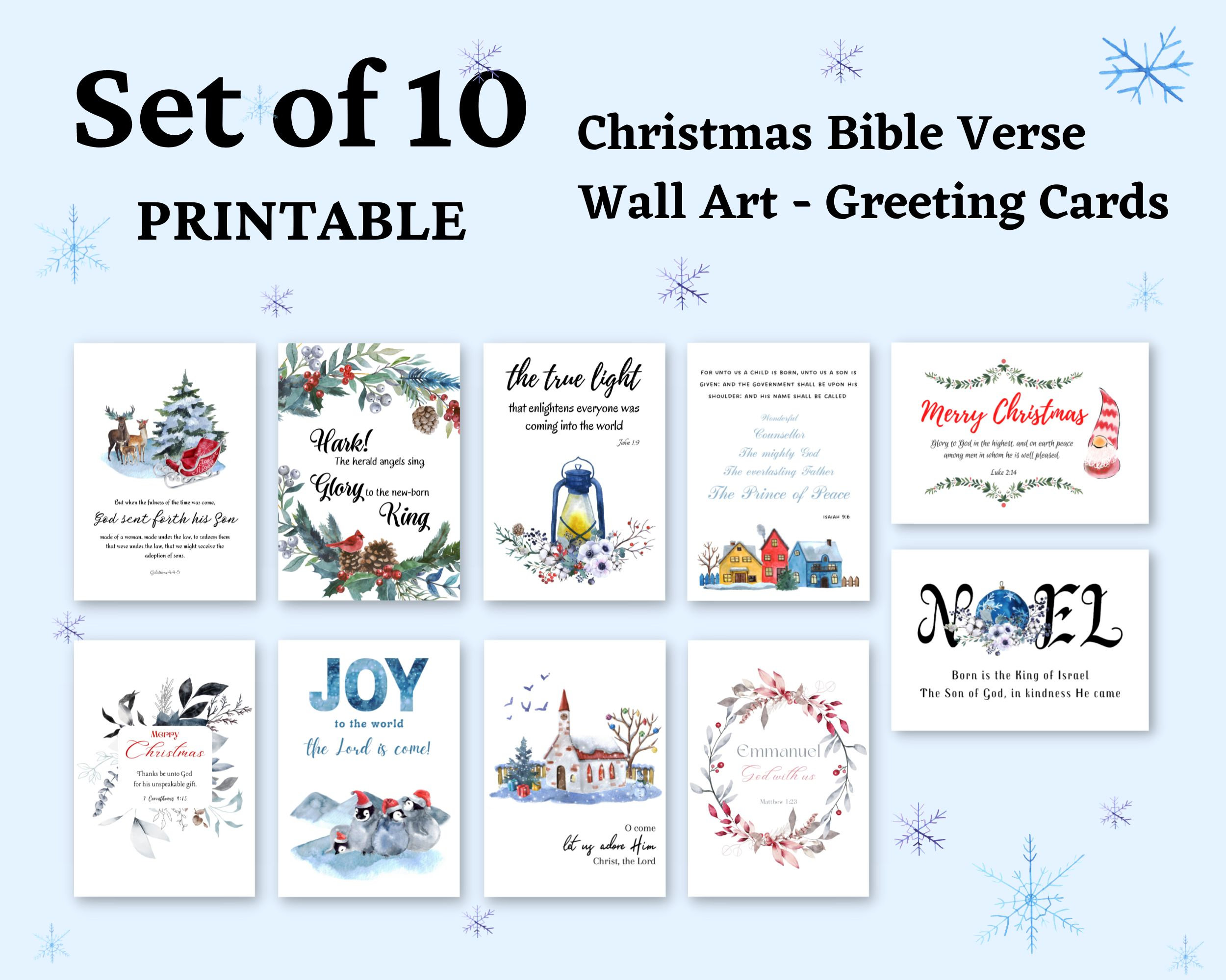 Printable Christmas Bible Verse Bundle Set of 10, Digital Christmas ...