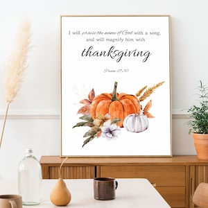 Thanksgiving KJV Bible Verse Set of 6, Printable Autumn Wall Art, DIY ...