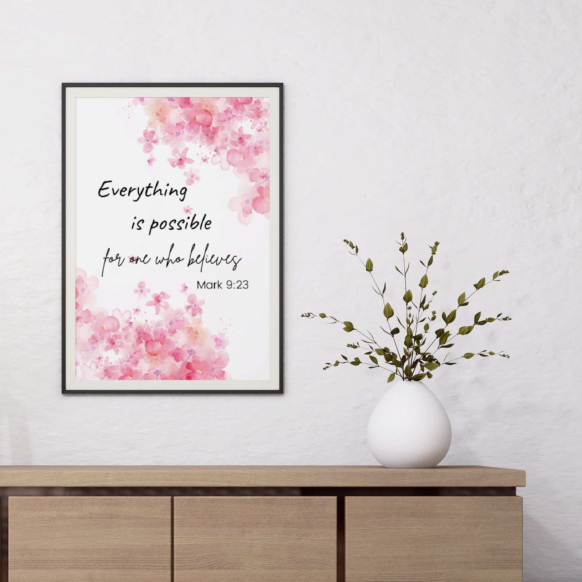 Mark 9:23 Everything is Possible, Printable Bible Verse Wall Art ...