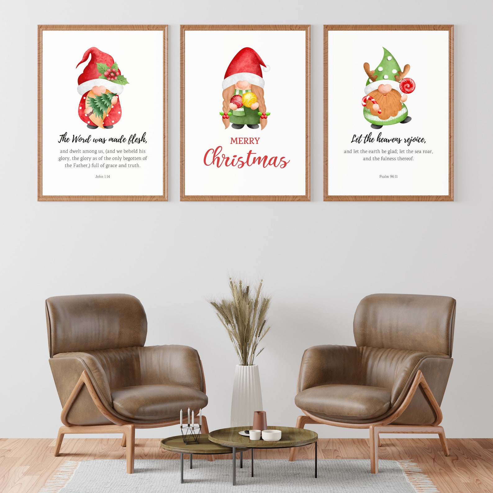 Printable Merry Christmas Gnome Art, KJV Christmas Bible Verse Wall Art ...
