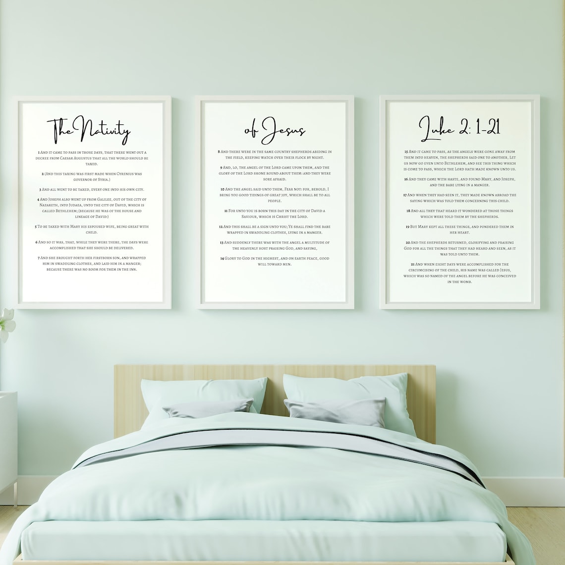The Nativity of Jesus, Christmas KJV Bible Verse Wall Art Print, the ...