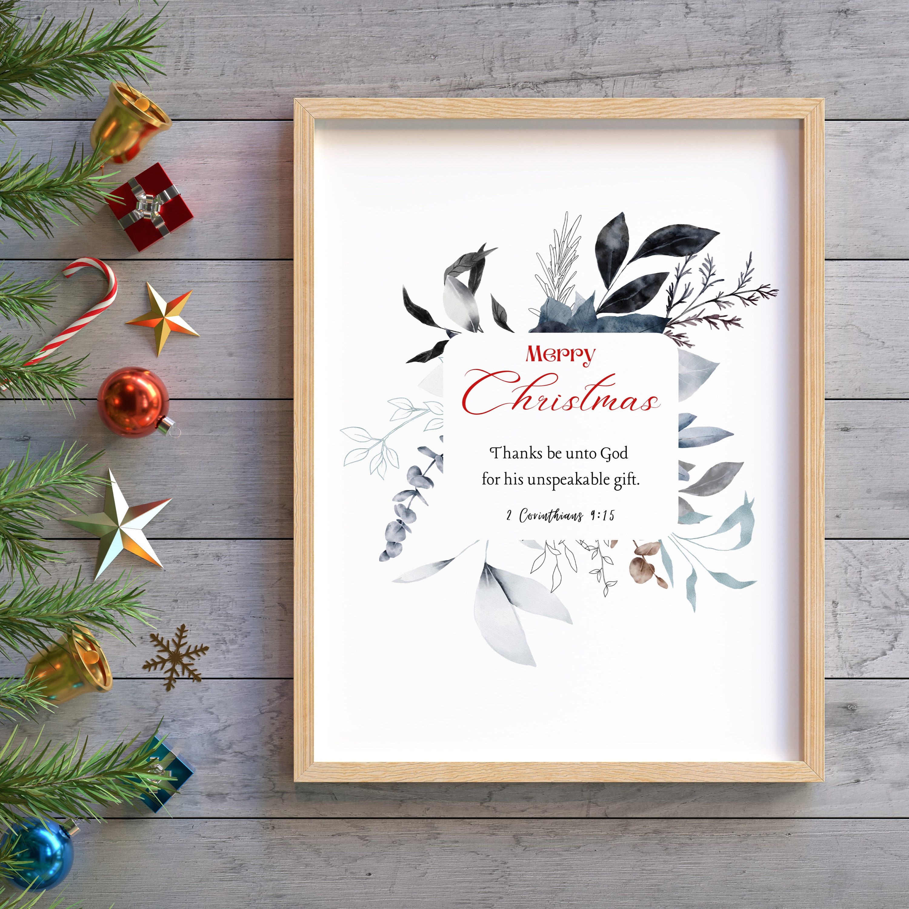 2 Corinthians 9:15 KJV, Printable Christmas Bible Verse Wall Art ...