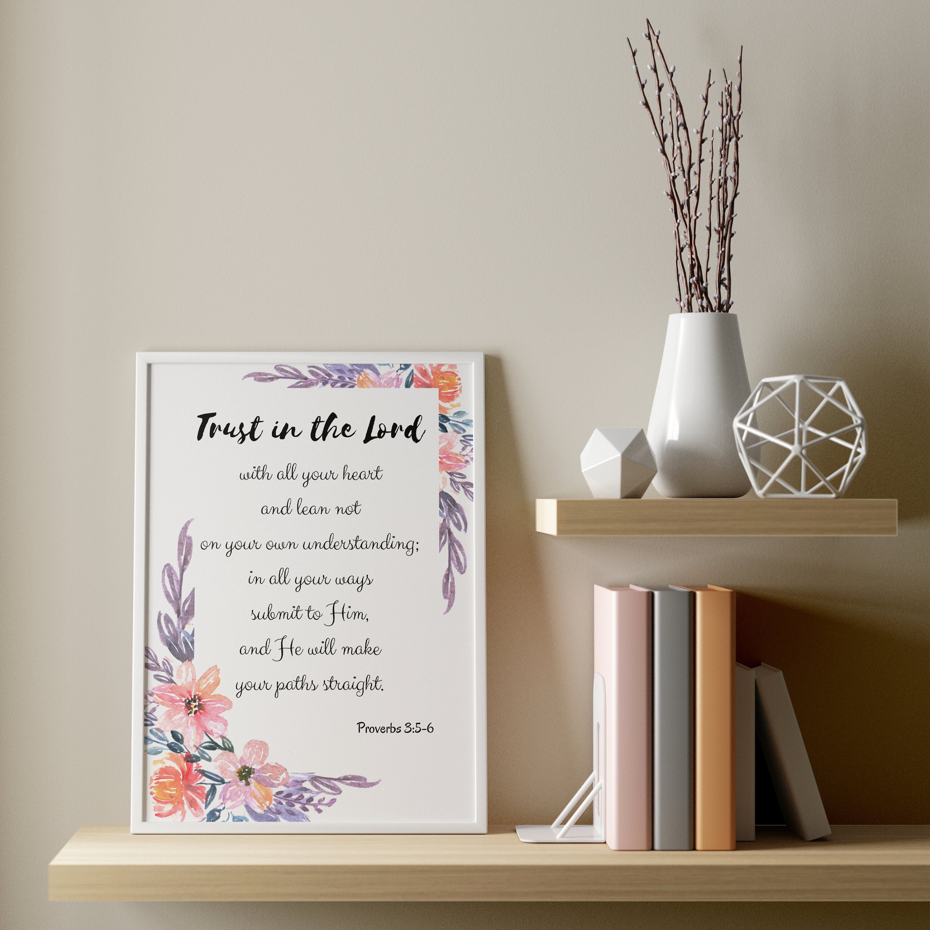Proverbs 3:5-6 Trust in the Lord, Printable Bible Verse Wall Art ...