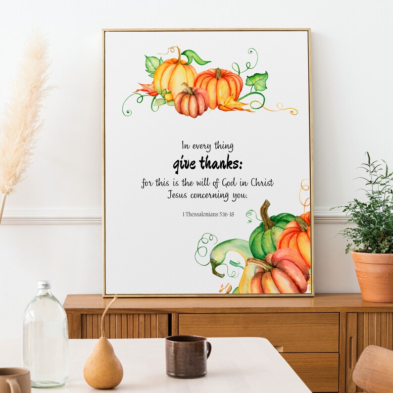 1 Thessalonians 5:16-18 Give Thanks, Thanksgiving KJV Bible Verse Set ...