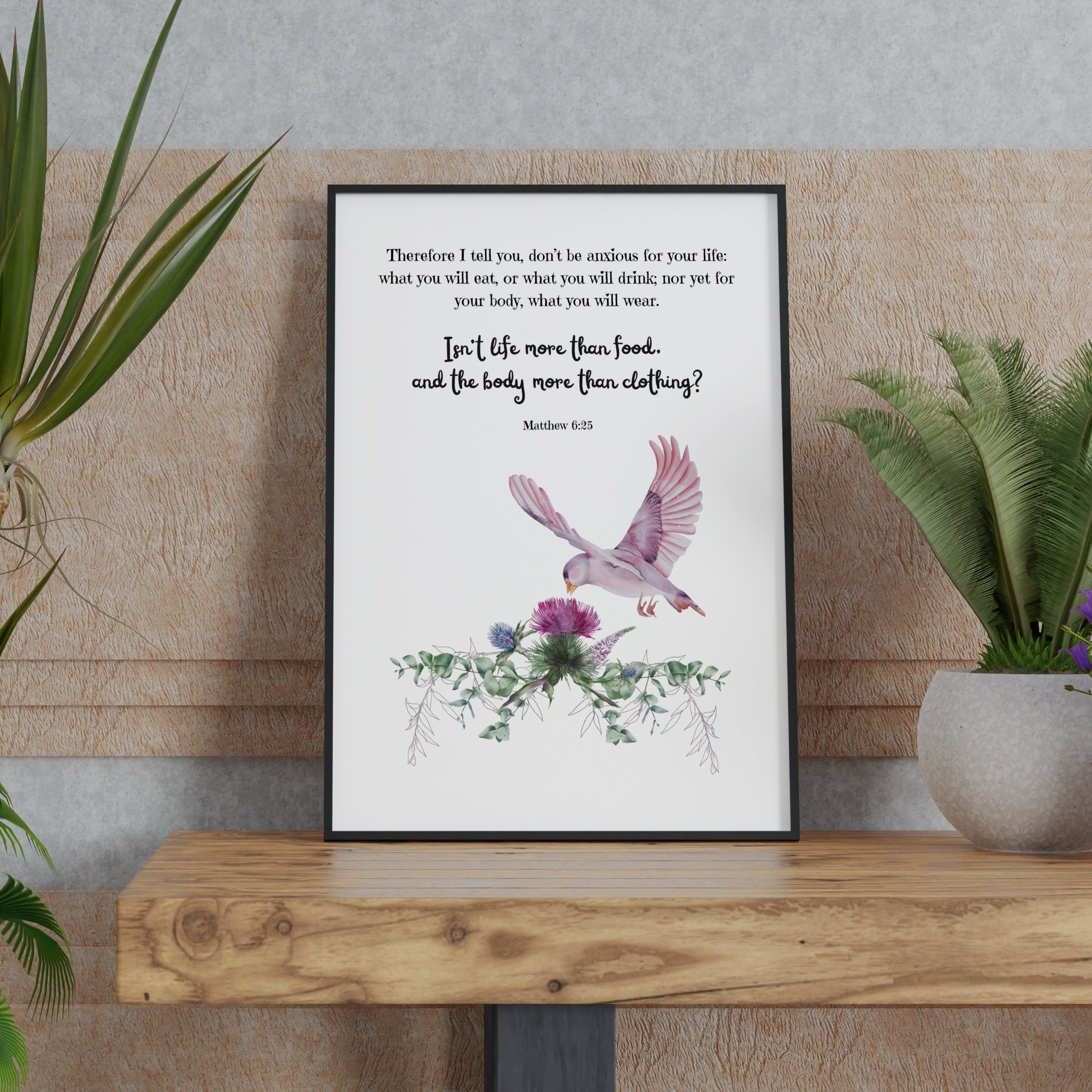 Matthew 6:25 Do Not Worry, Printable Bible Verse Wall Art, Bible Quotes ...