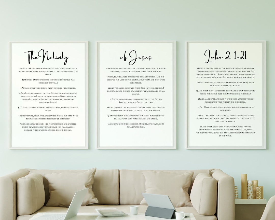 The Nativity of Jesus, Christmas KJV Bible Verse Wall Art Print, the ...