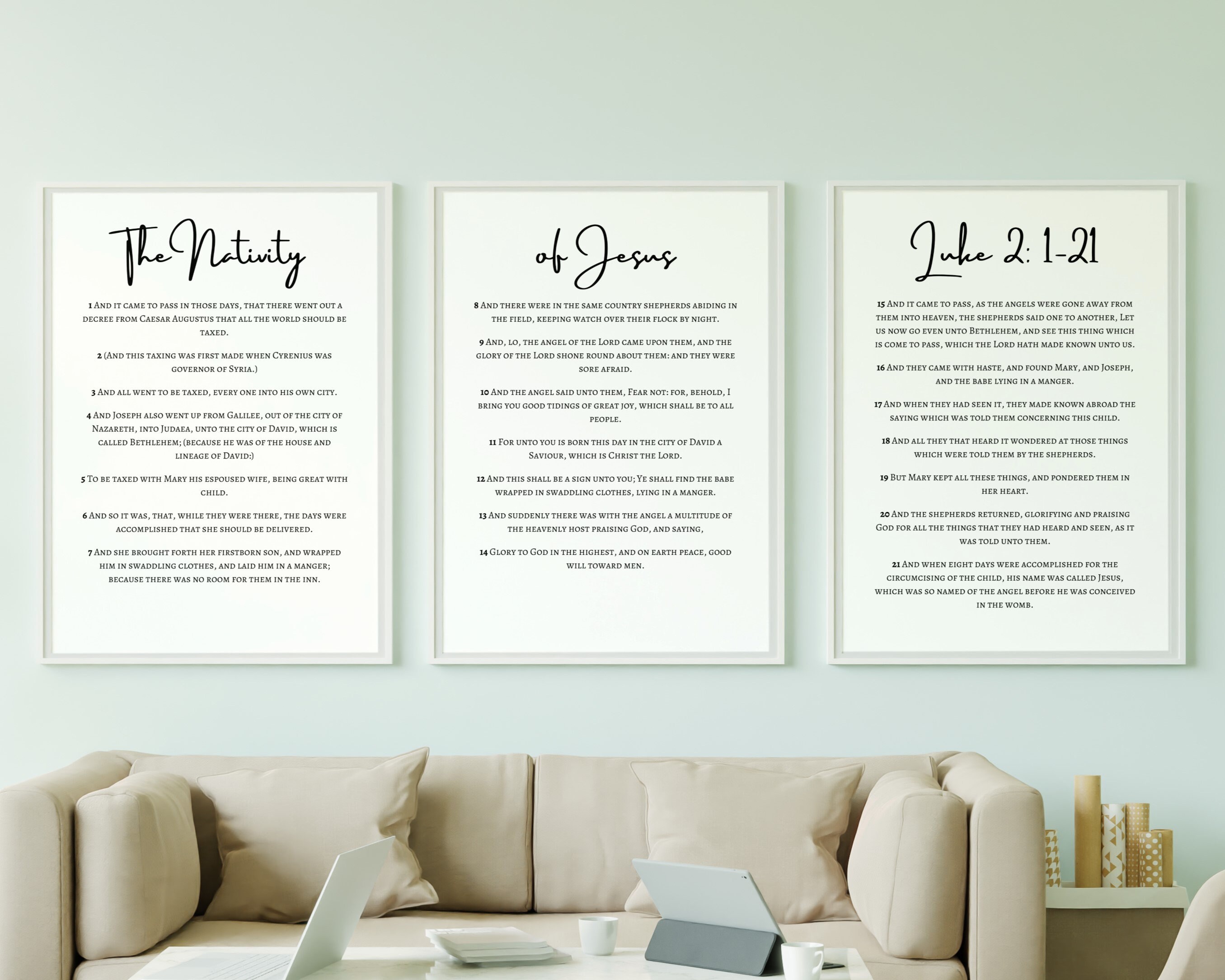 The Nativity of Jesus, Christmas KJV Bible Verse Wall Art Print, the ...
