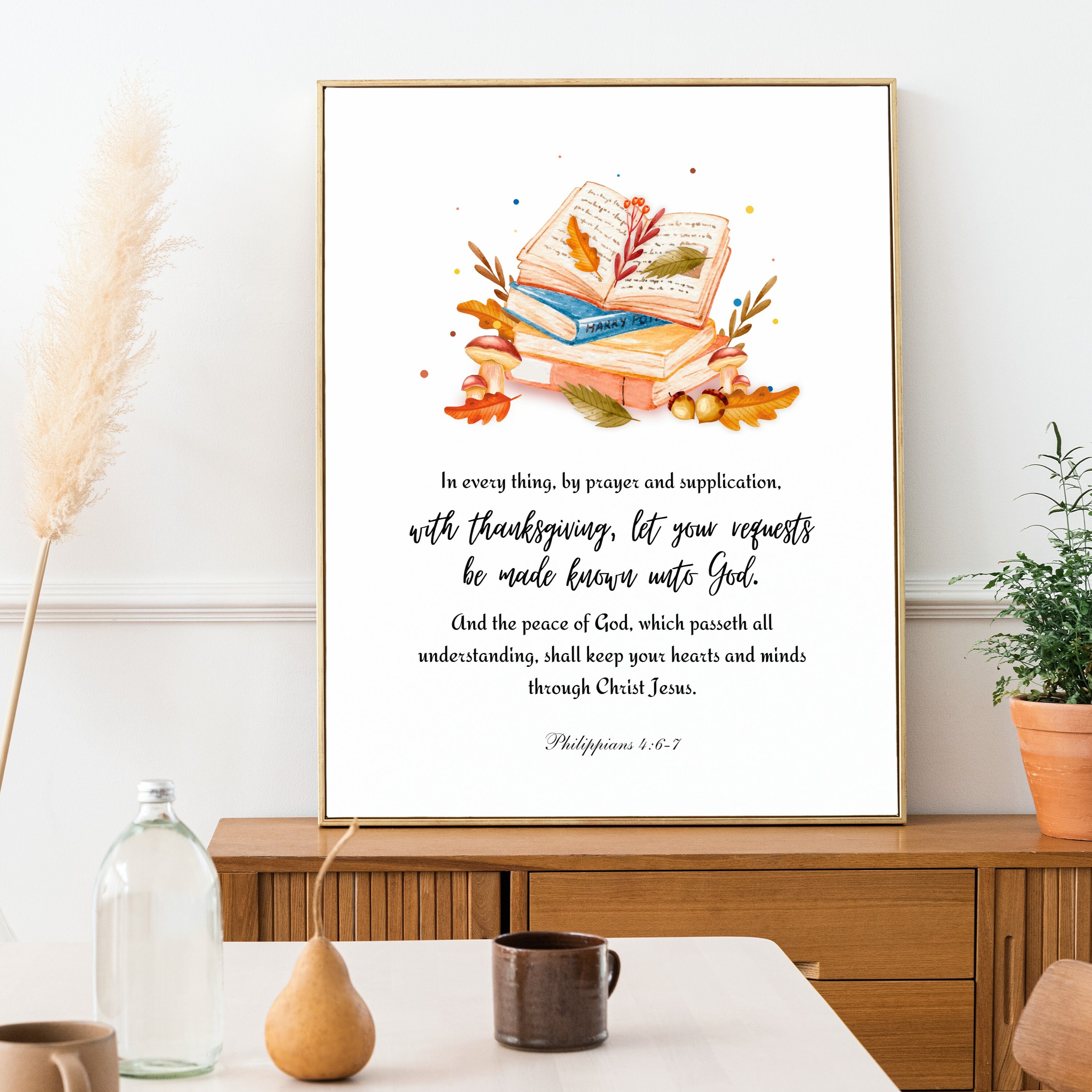 Thanksgiving KJV Bible Verse Set of 6, Printable Autumn Wall Art, DIY ...