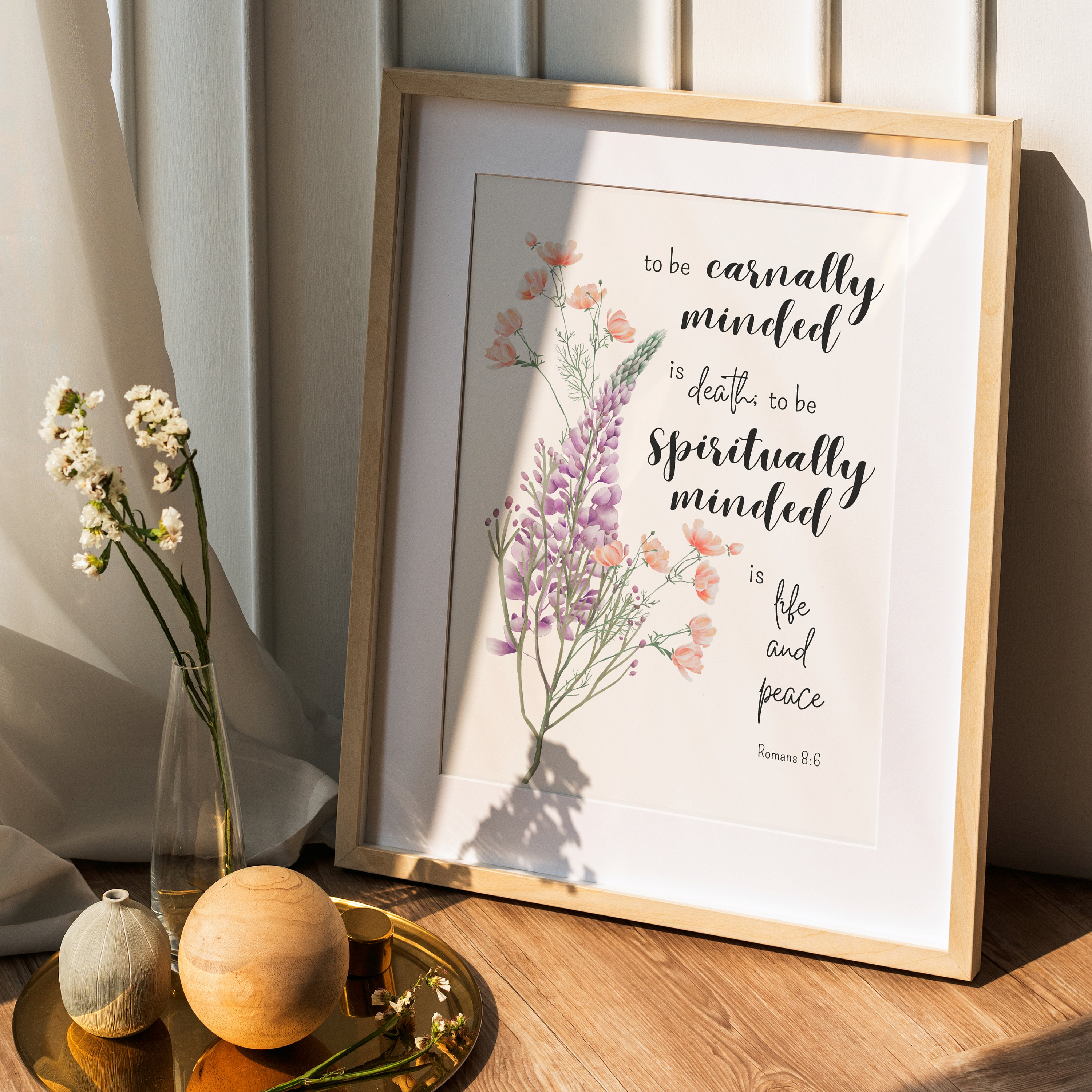 Romans 8:6, Printable Bible Verse Wall Art, KJV Bible Art, Bible Quotes ...