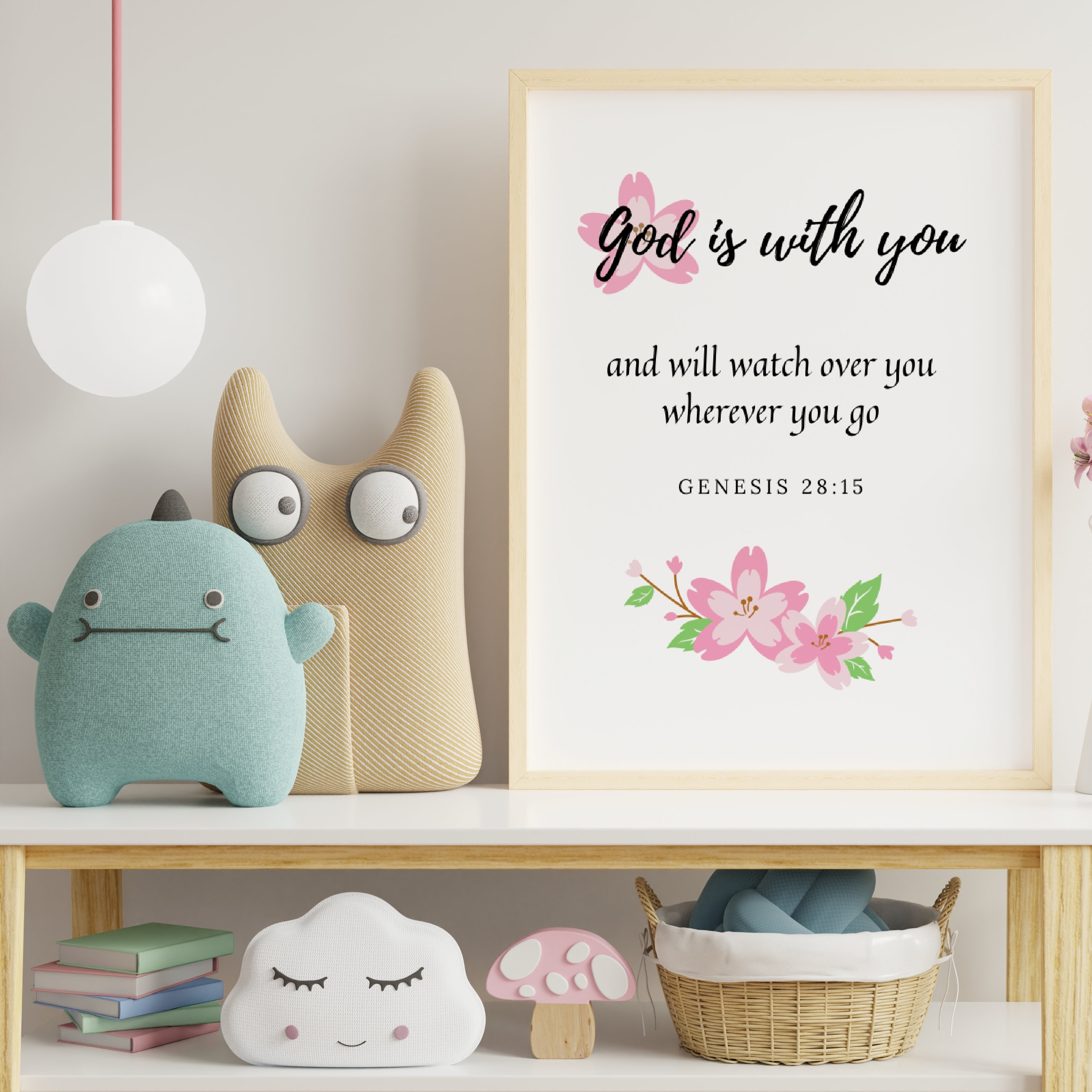 Genesis 28:15 God is With You, Printable Bible Verse Wall Art, Nursery ...