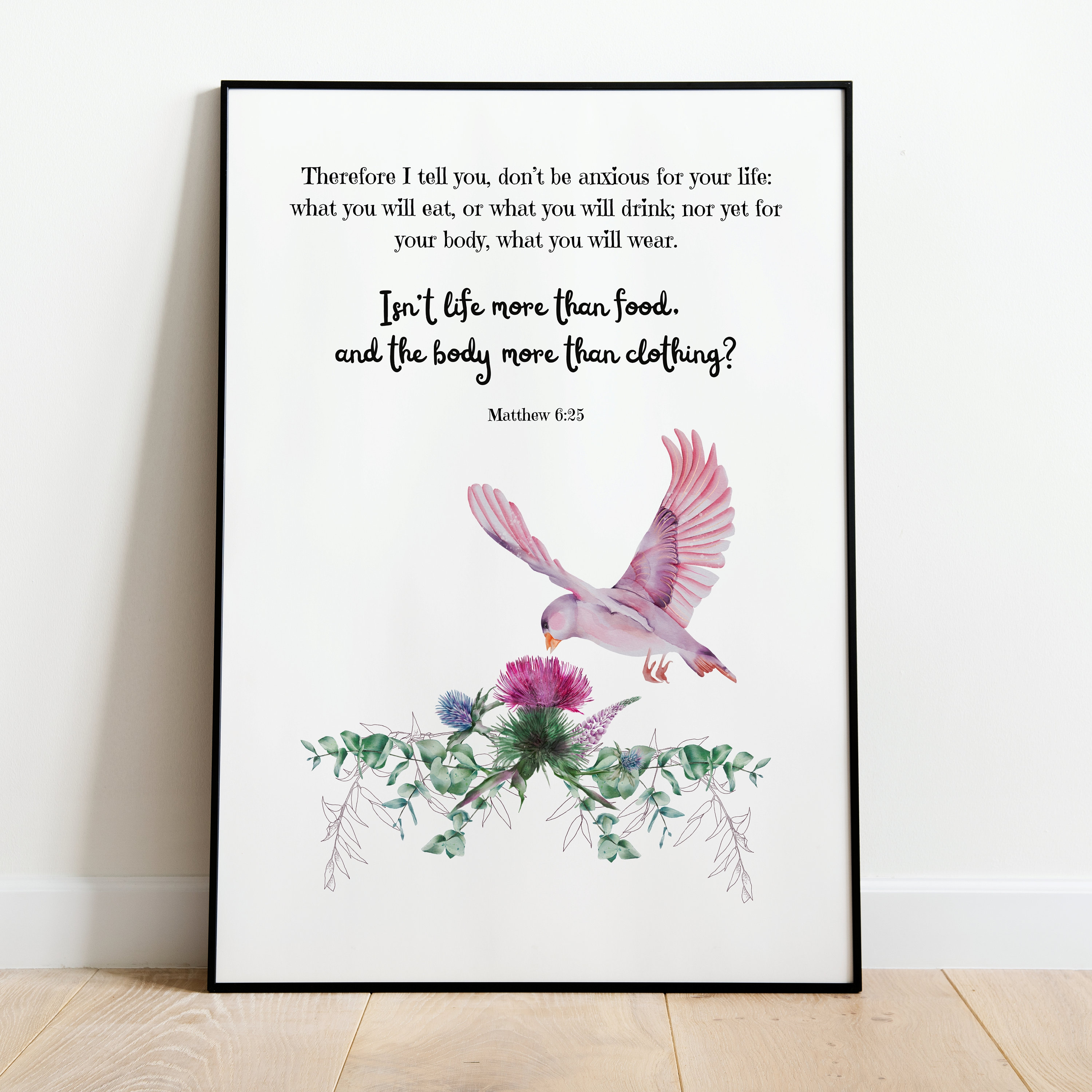 Matthew 6:25 Do Not Worry, Printable Bible Verse Wall Art, Bible Quotes ...