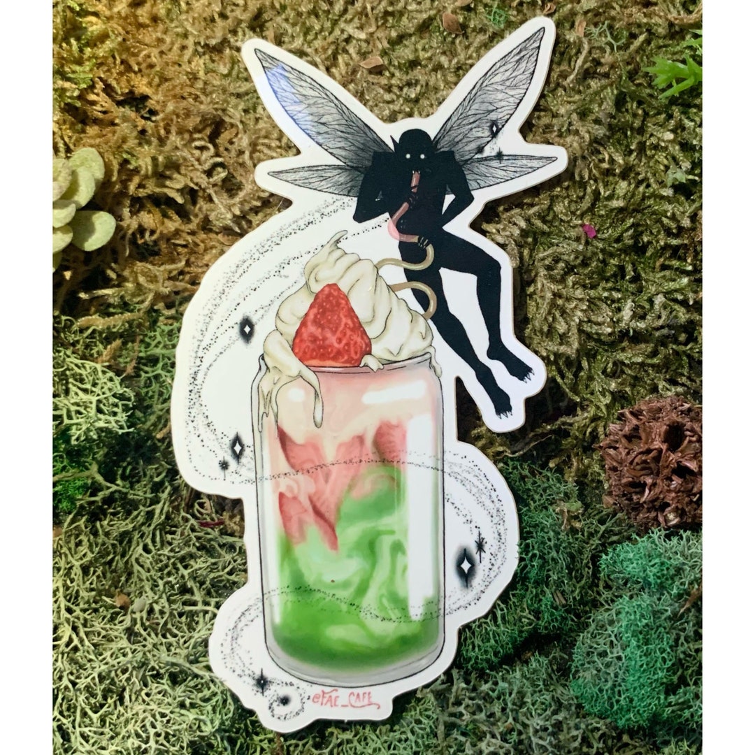 Matcha Strawberry Frappe Faery Sticker Fae Cafe Fairy - Etsy