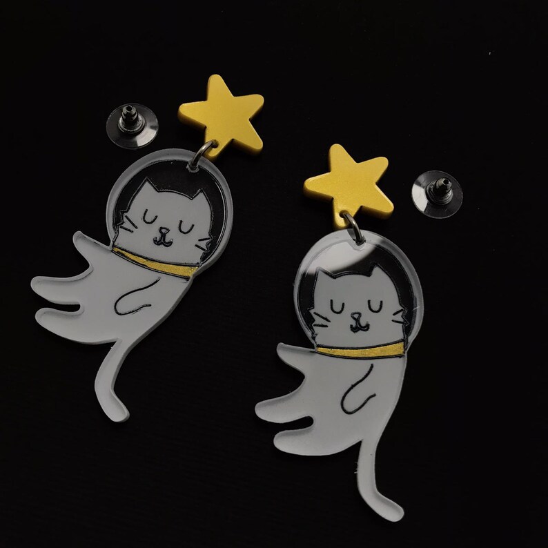 Astronaut Cats Earrings - Etsy