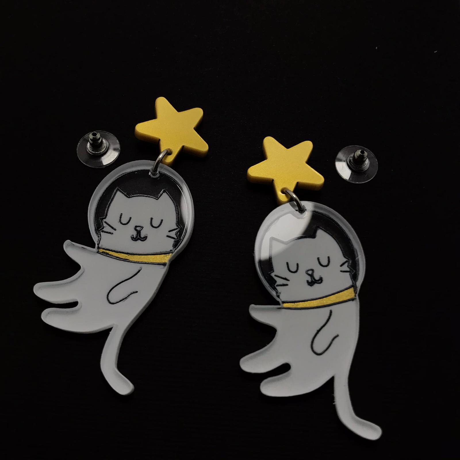 Astronaut Cats Earrings - Etsy